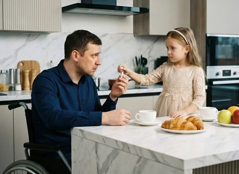 Malá dcera služky nečekaně přiběhla k miliardáři sedícímu na invalidním ...